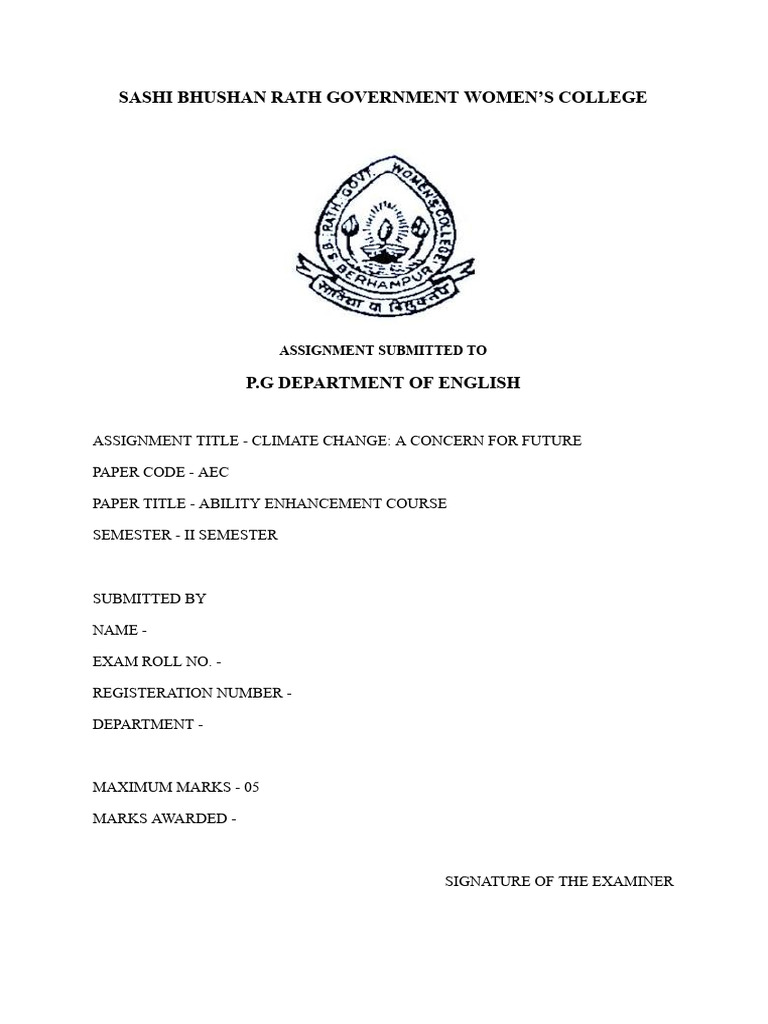 Aec Assignment Front Page | PDF
