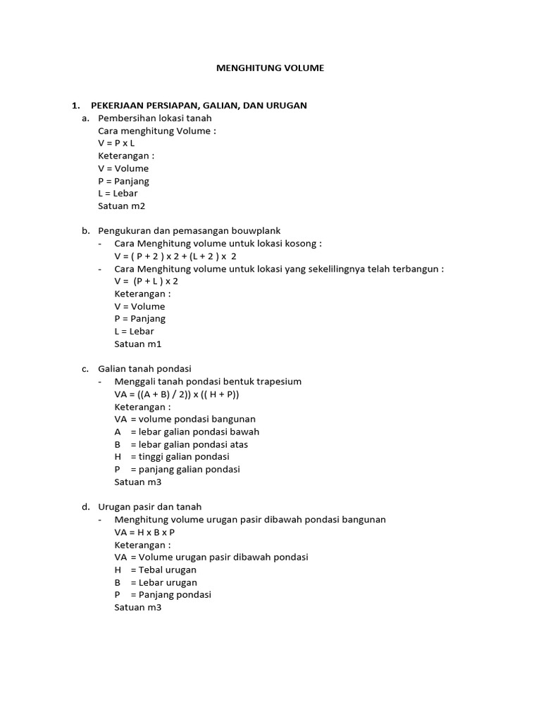 Cara Menghitung Volume Pekerjaan Konstruksi | PDF