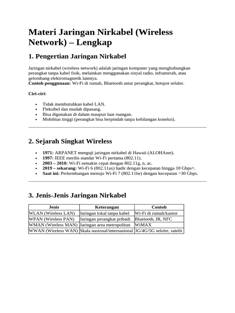 Pengertian Jaringan Nirkabel Lengkap | PDF