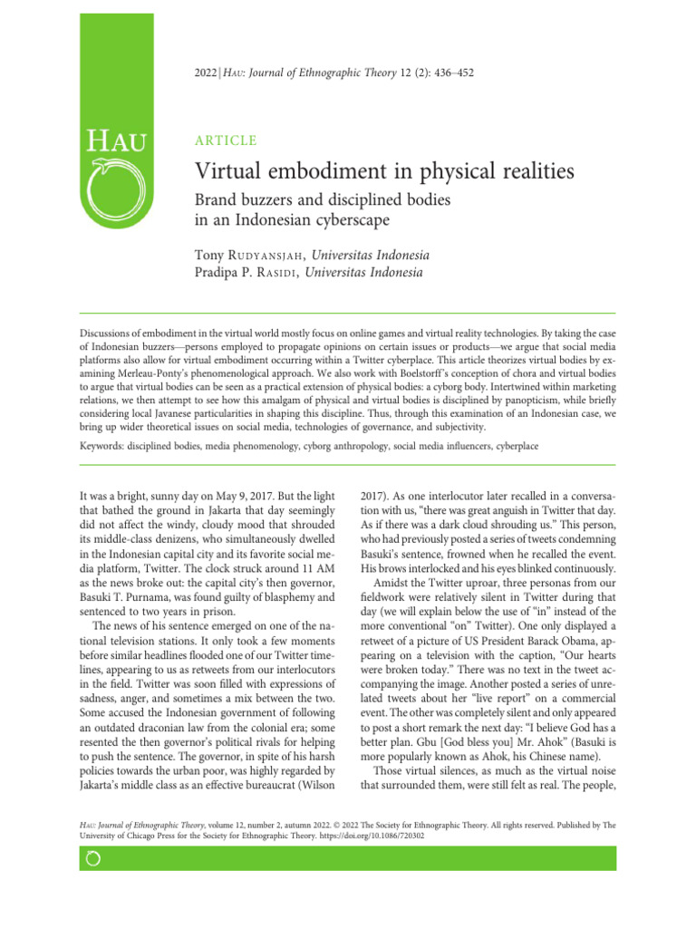 Virtual Embodiment in Physical Realities: Brand Buzzers and Disciplined ...