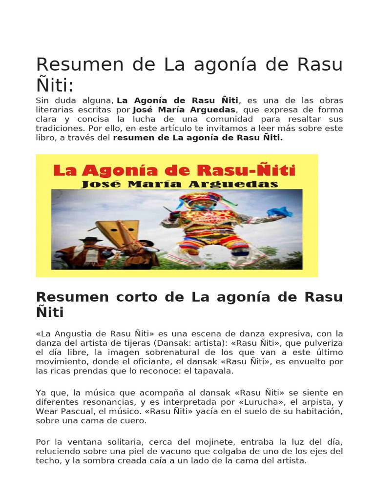 Resumen de La Agonía de Rasu Ñiti PARA LEER | PDF