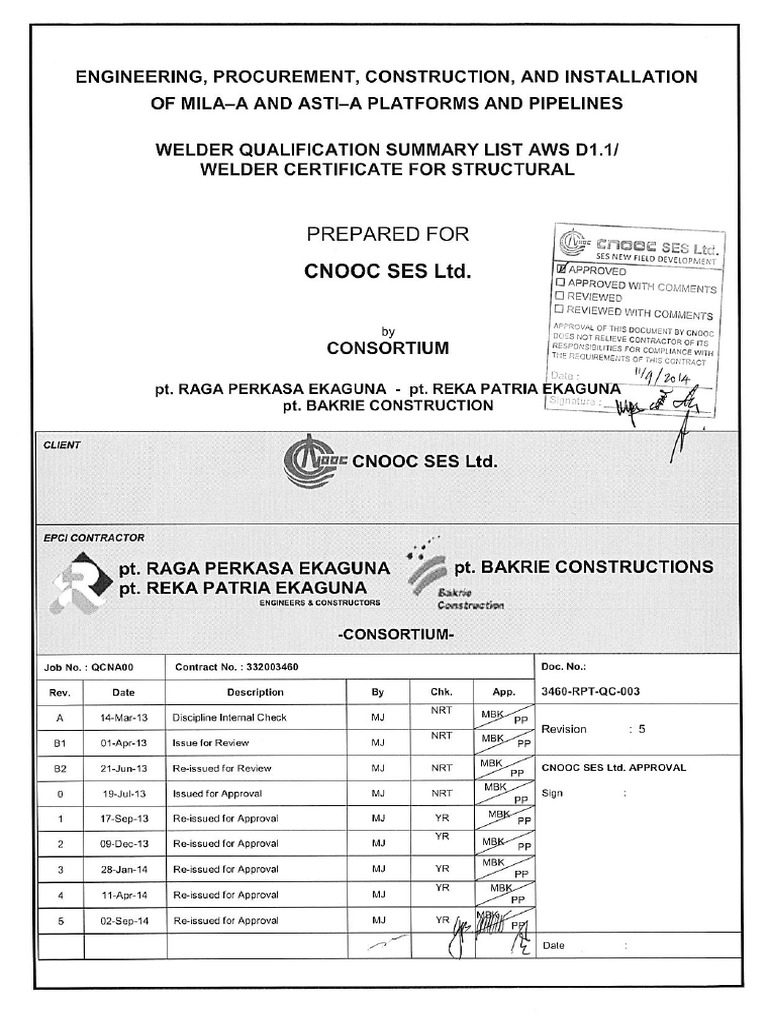 Aws Welder 3460 RPT QC 003 Rev.5 (App) | PDF
