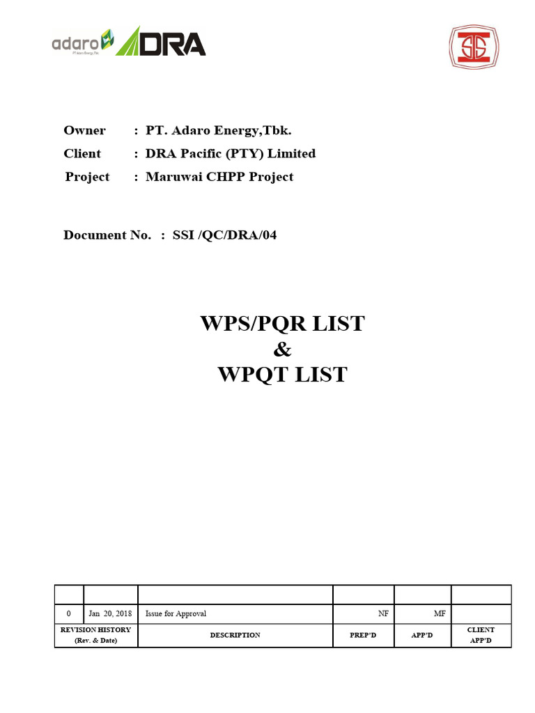 Aws-Ssi - WPS-PQR & WPQT Rev. 0 | PDF | Welding | Construction