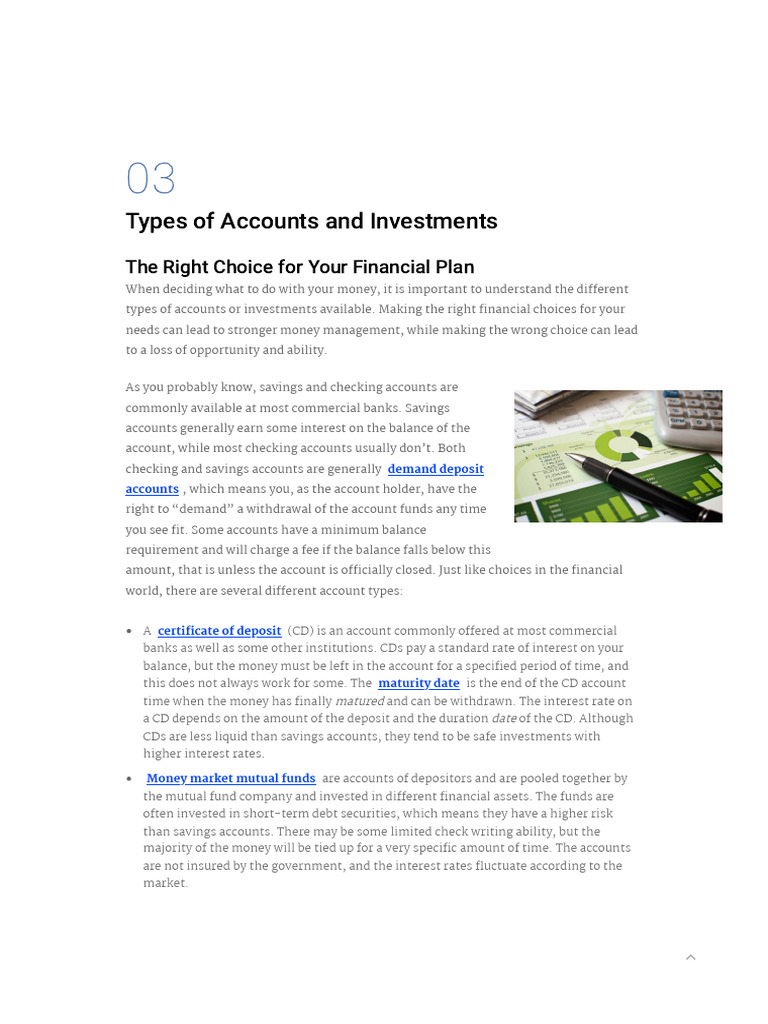 Lesson 03 - Types of Accounts and Investments | PDF | Certificate Of ...