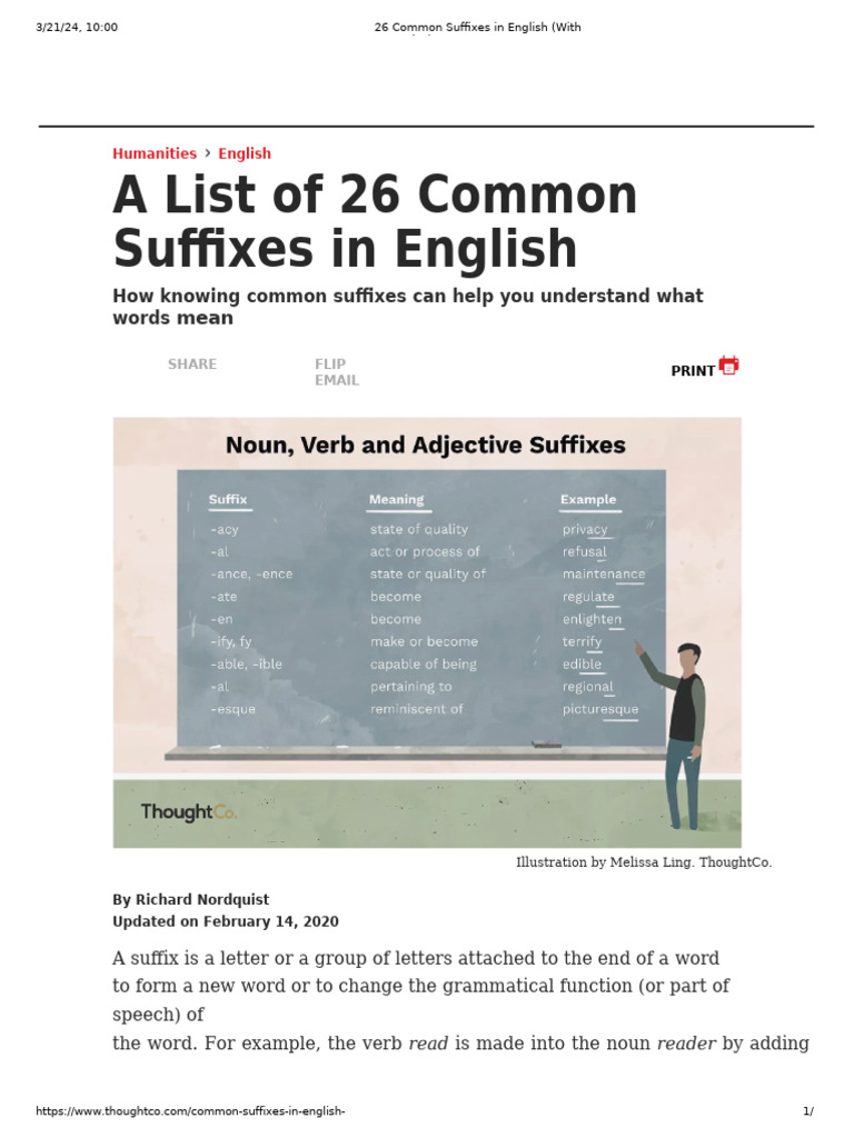 26 Common Suffixes in English (With Examples) | PDF | English Language ...
