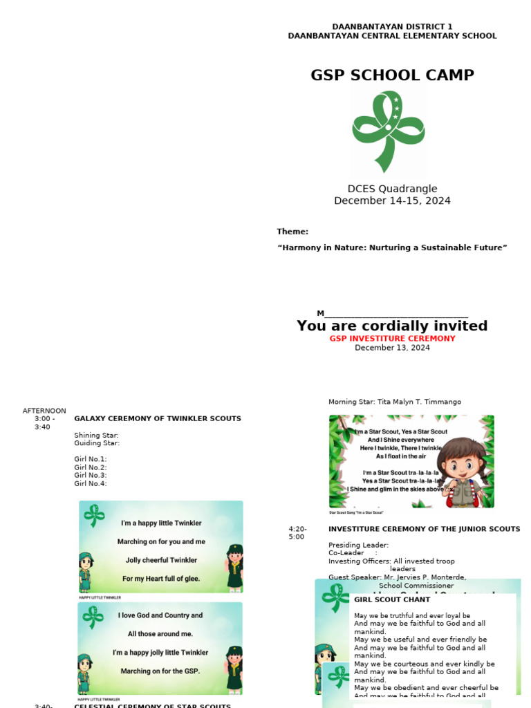 Db1 GSP School Camp 2024 | PDF