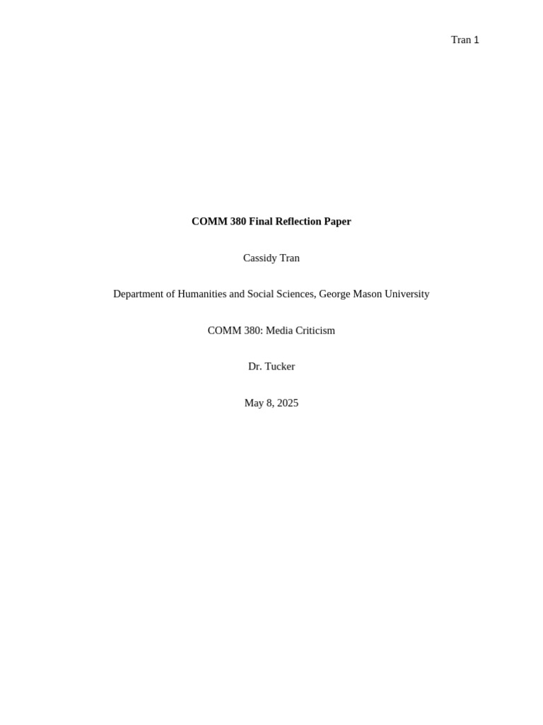 COMM 380 Final Reflection Paper | PDF | Self Esteem | Cyberbullying