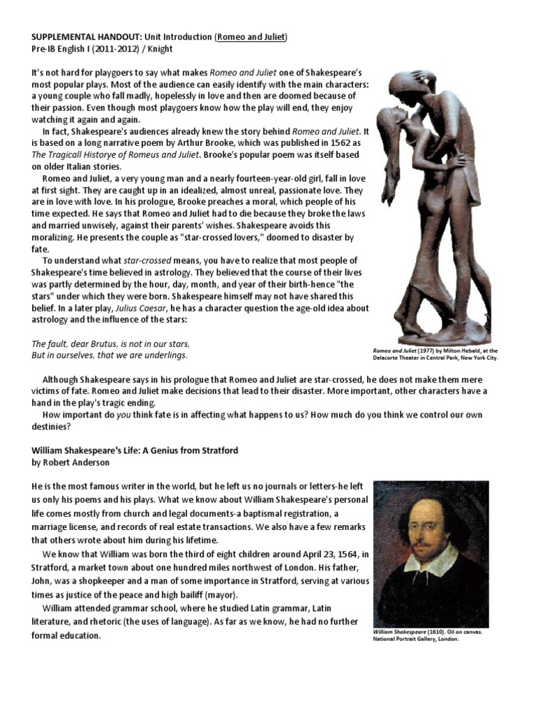 Introduction to Romeo and Juliet | PDF | William Shakespeare | Romeo ...