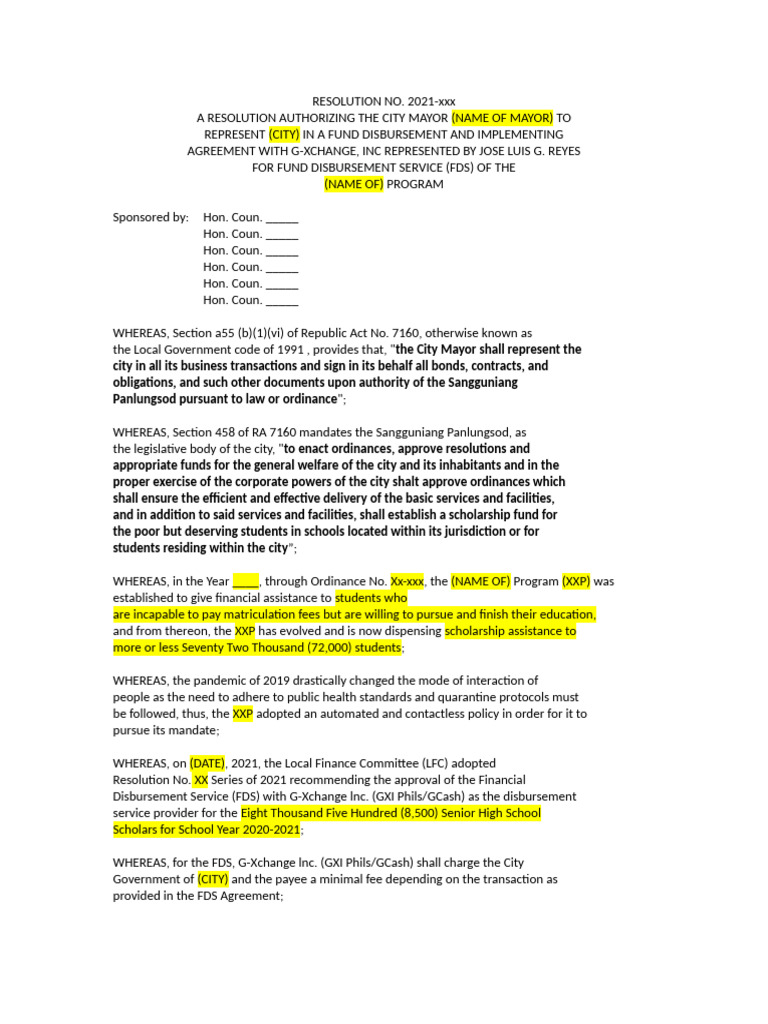 Fund Disbursement Resolution for XXP | PDF | Justice | Crime & Violence