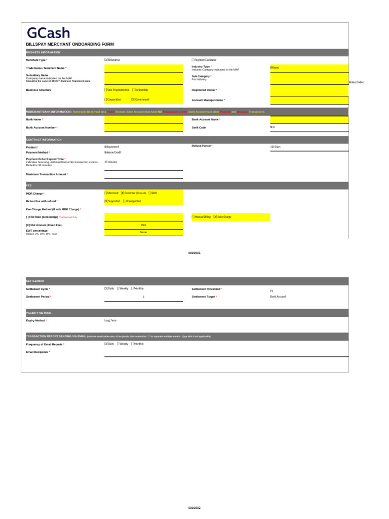 Billspay Onboarding Form | PDF | Fee | Credit Card