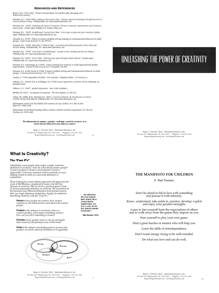 Unleashing The Power of Creativity PL Spreads | PDF | Creativity | Thought