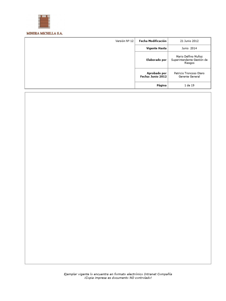 Manual SGPRP Minera Michilla S.A. | PDF | Liderazgo | Business