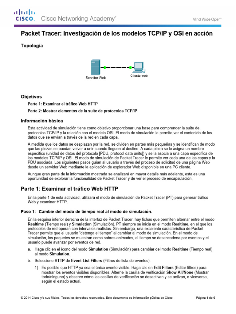 Packet Tracer - Investigating The TCP-IP and OSI - GABRIELA ORELLANA | PDF | Protocolos de ...