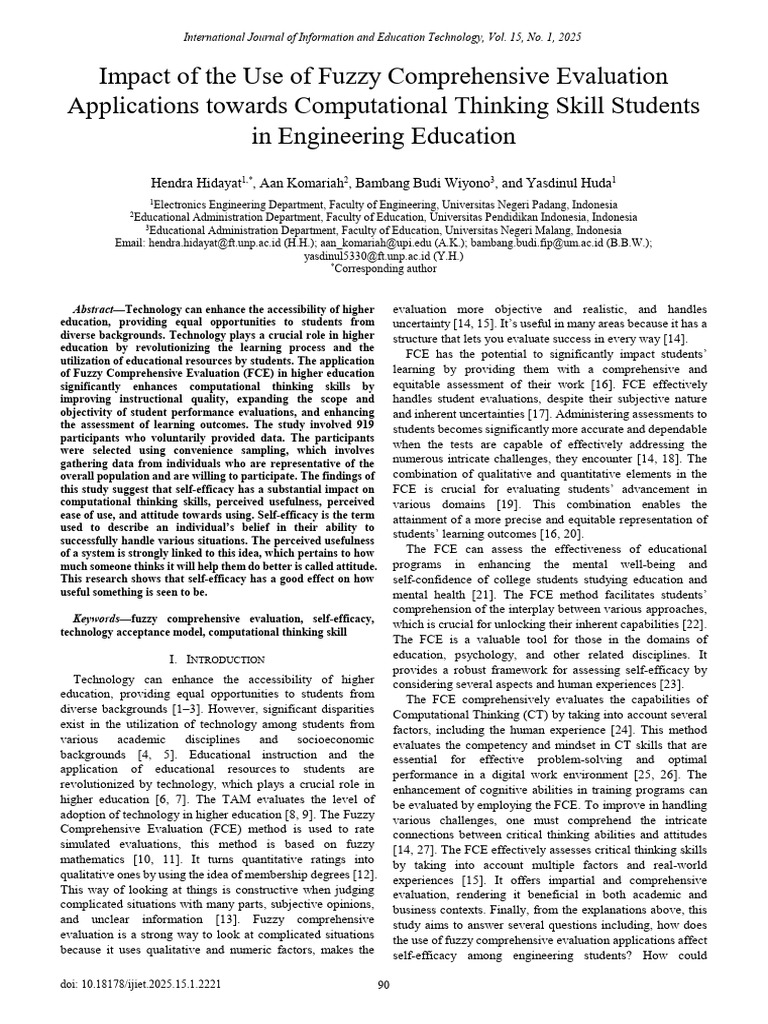 Impact of The Use of Fuzzy Comprehensive Evaluation Applications ...