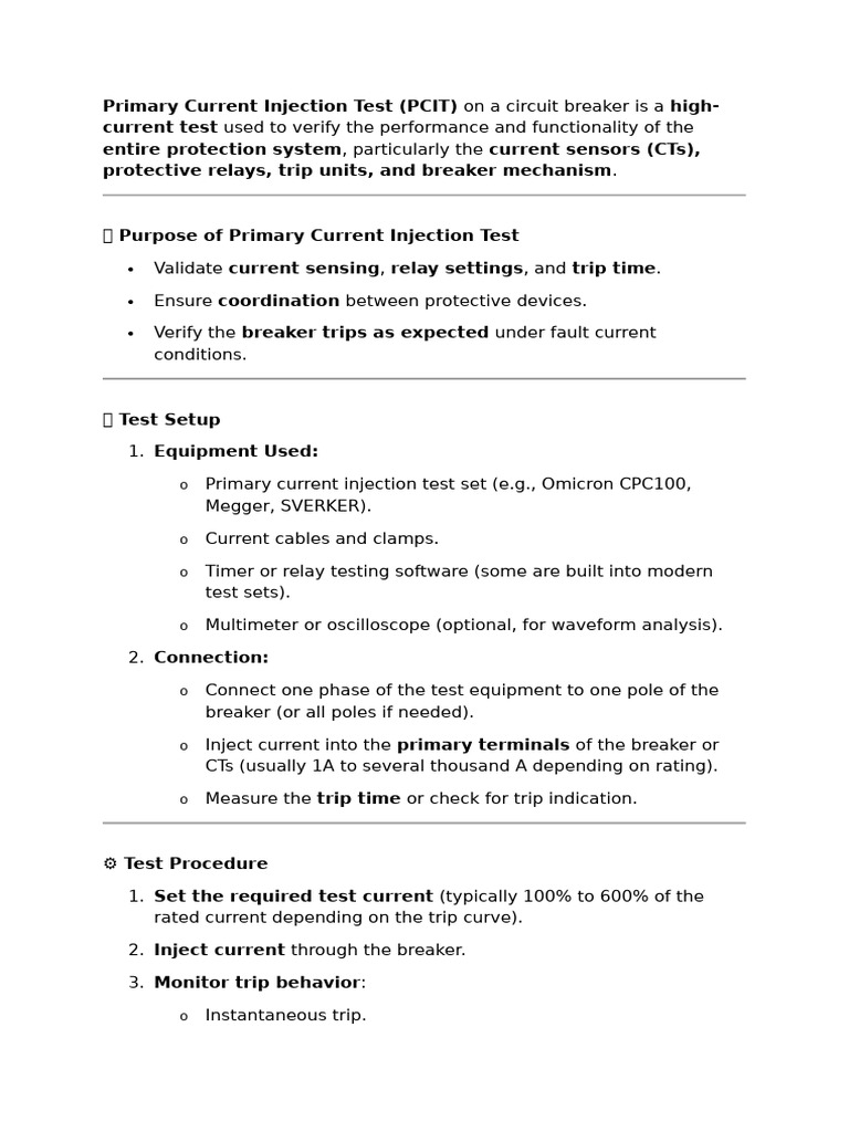 Primary Injection Test Circuit Overview | PDF | Relay | Electronic ...