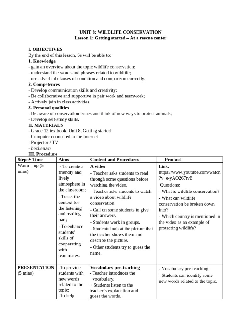 Wildlife Conservation Lesson Overview | PDF | Vocabulary | Teachers