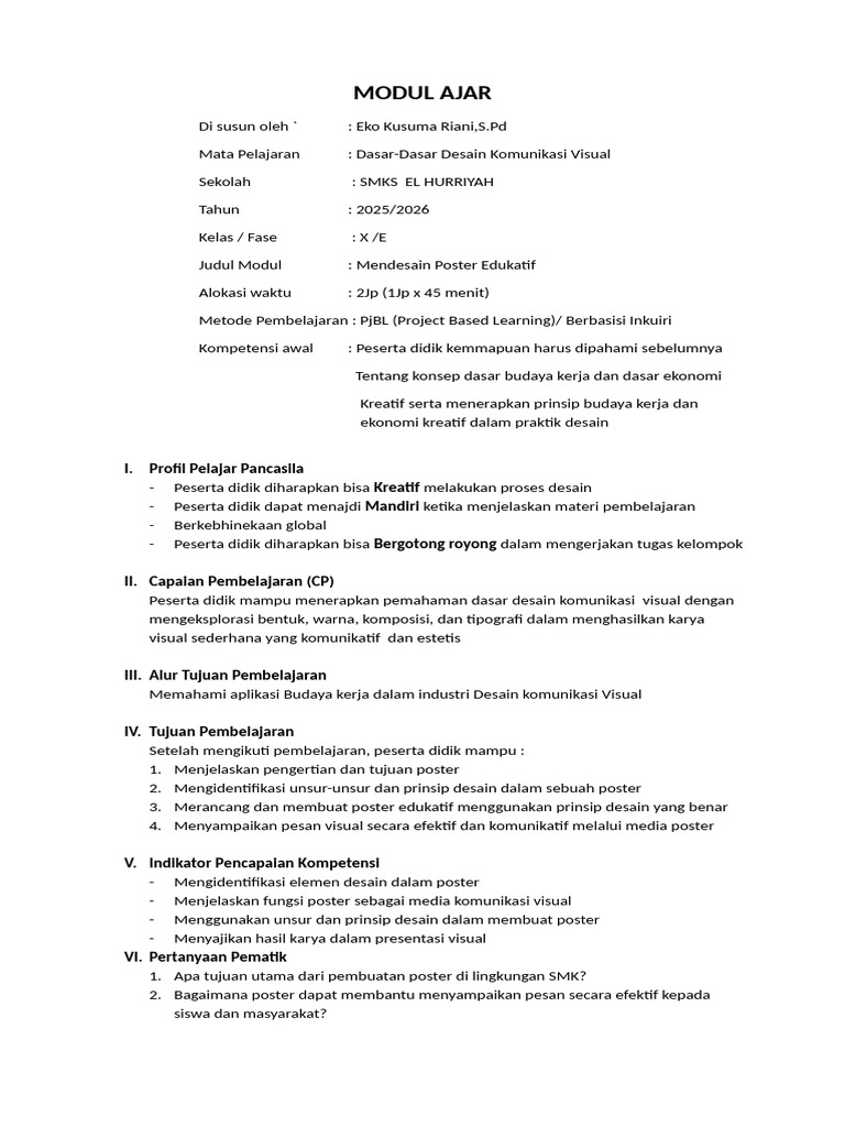 Modul Ajar Ukin Dkv-1 | PDF