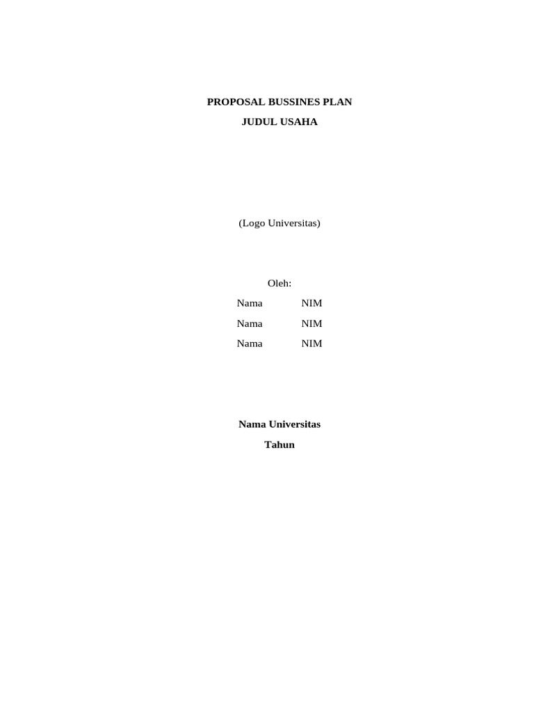 Template Proposal Business Plan | PDF