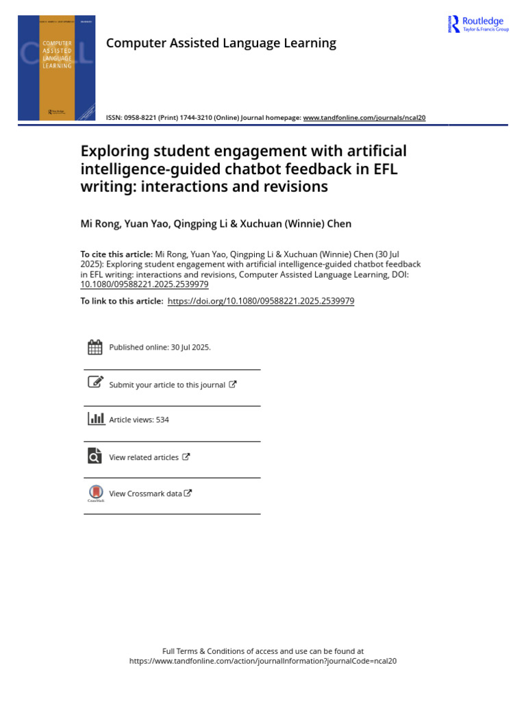 Engagement AI-generated Feedback | PDF | Learning | Metacognition