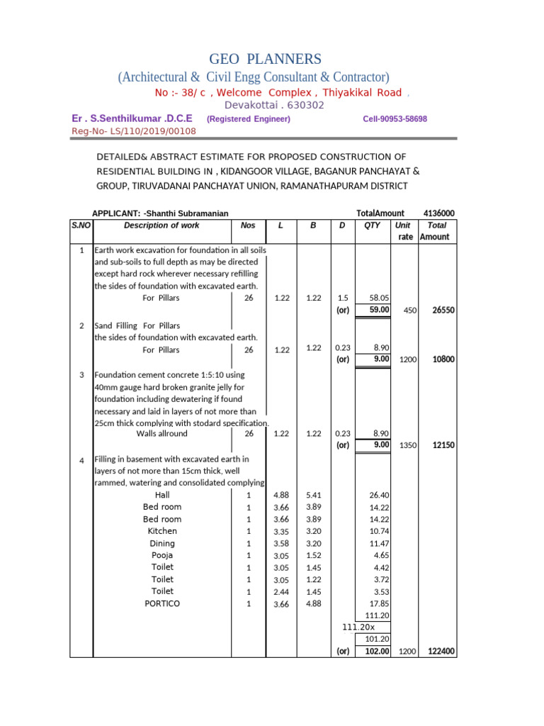 Shanthi Subramanian - Est | PDF | Mortar (Masonry) | Architectural Design