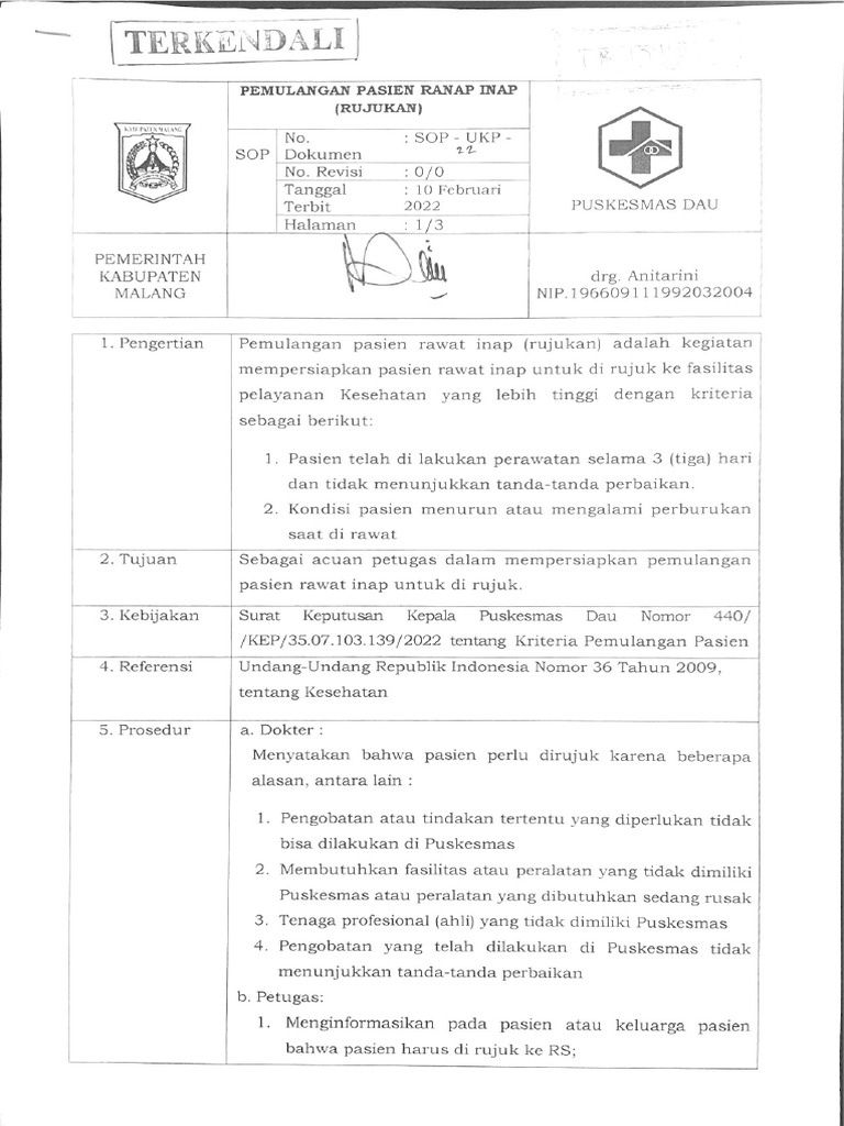 SOP Rawat Inap | PDF
