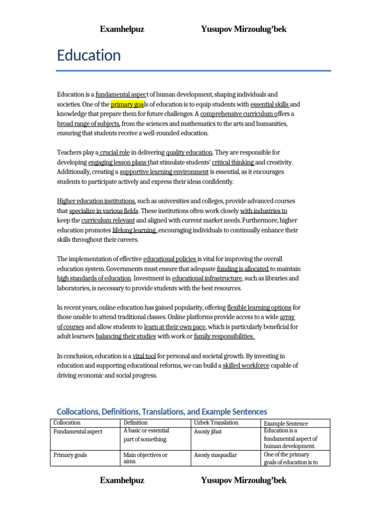 Importance of Education and Skills | PDF | Learning | Cognition