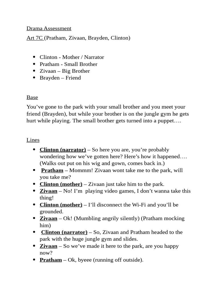 Creative Arts (Drama) Improv Script | PDF