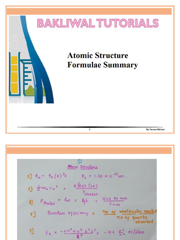 Atomic Structure Formulae Summary 230712 211420 24 250617 150203 | PDF