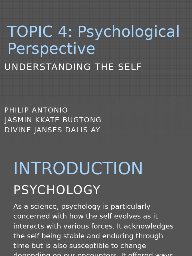 Psychological Perspectives on Self | PDF | Psychology | Psychological ...