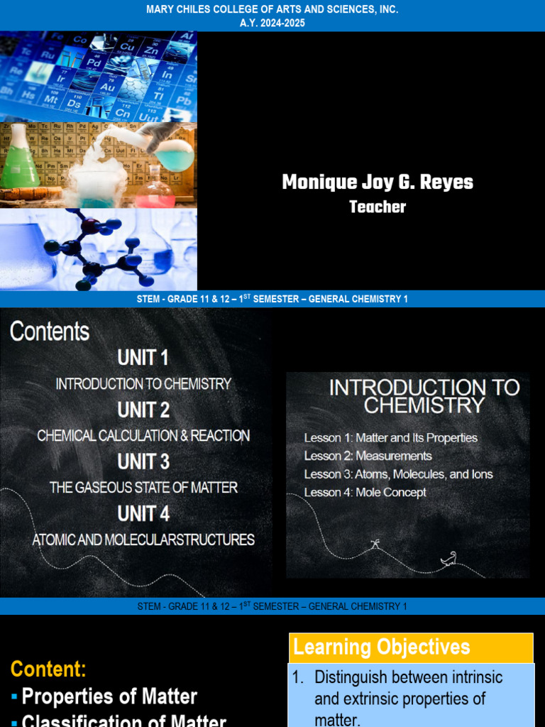 Q1 GC1 Introduction To Chemistry | PDF | Mixture | Chemical Substances