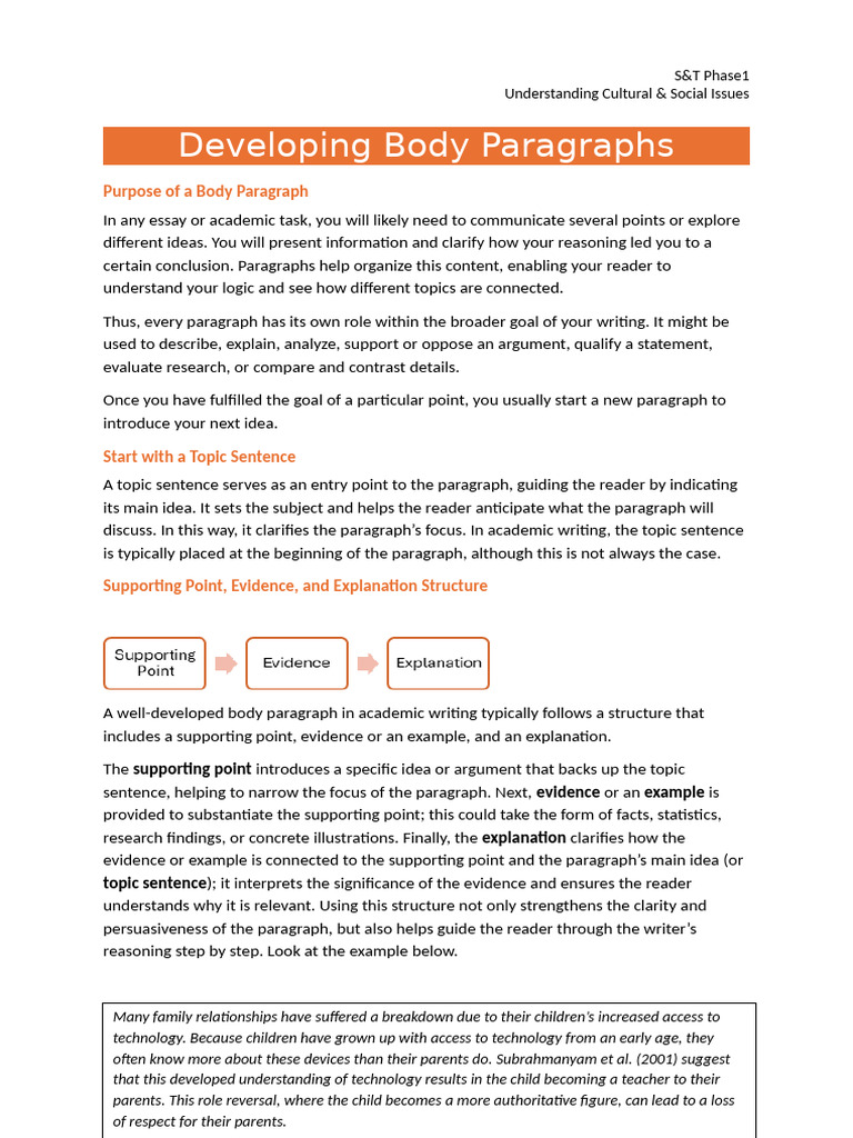 P1W2TH - Developing Body Paragraphs (Student) | PDF | Argument | Idea