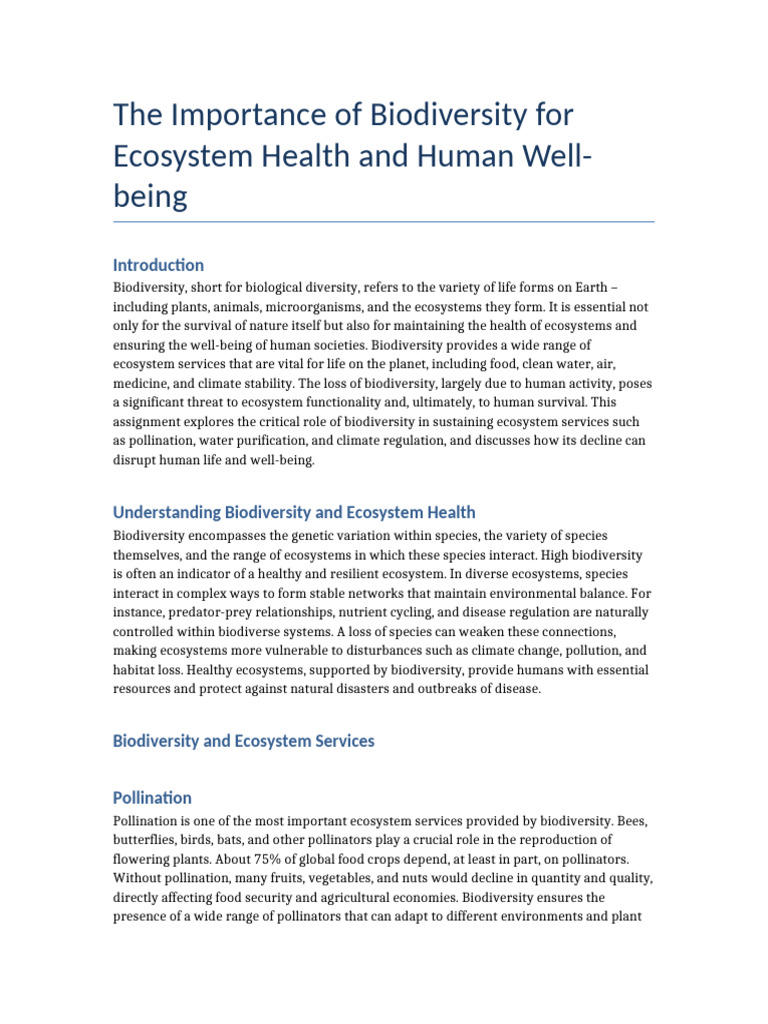 Biodiversity Assignment | PDF | Biodiversity | Ecosystem