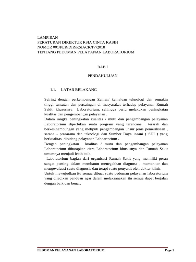 Pedoman Pelayanan Laboratorium | PDF
