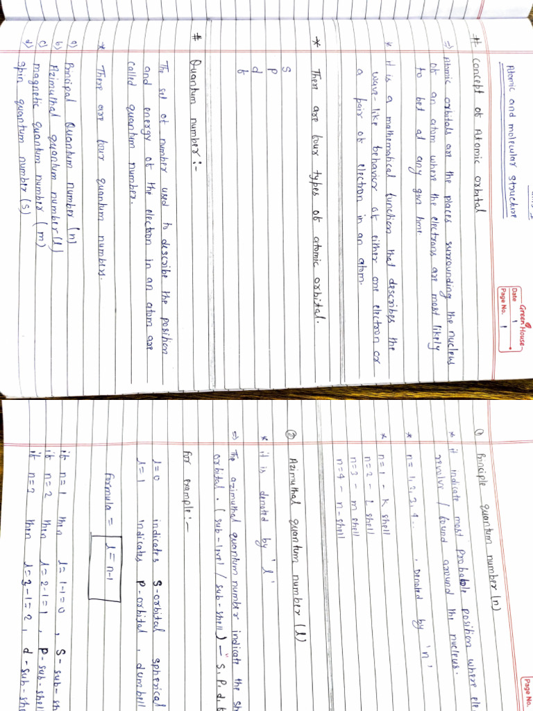 NOTES - Unit 1 Atom and Molecular Structure | PDF