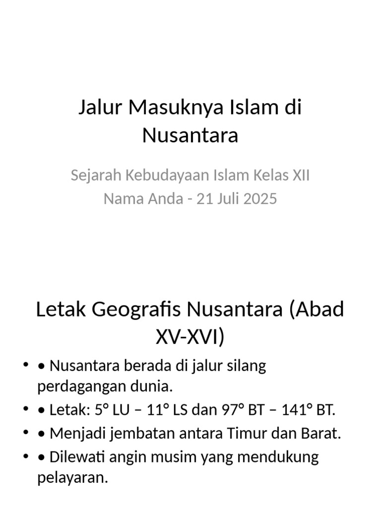 Jalur Masuknya Islam Di Nusantara | PDF