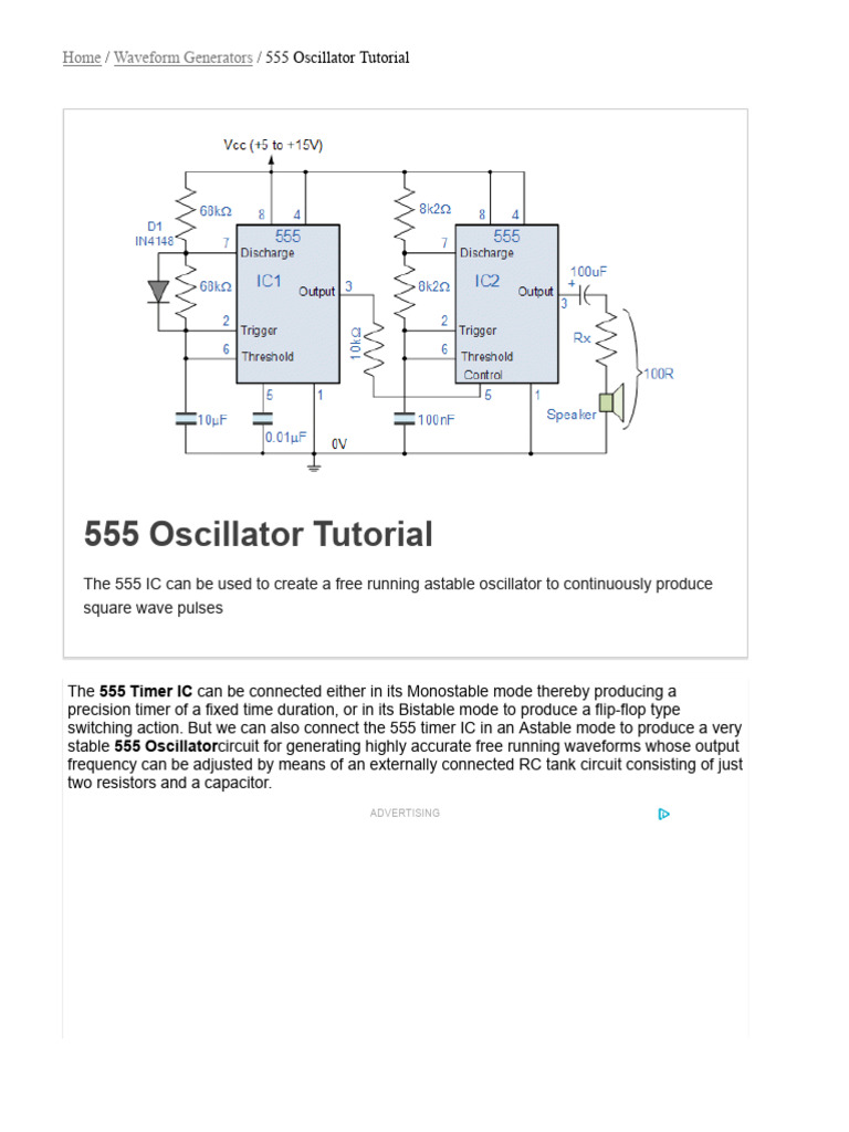 555 Oscillator Circuit Tutorial | PDF | Electronic Oscillator | Analog ...