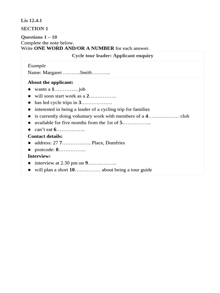 Cycle Tour Leader Application Details | PDF