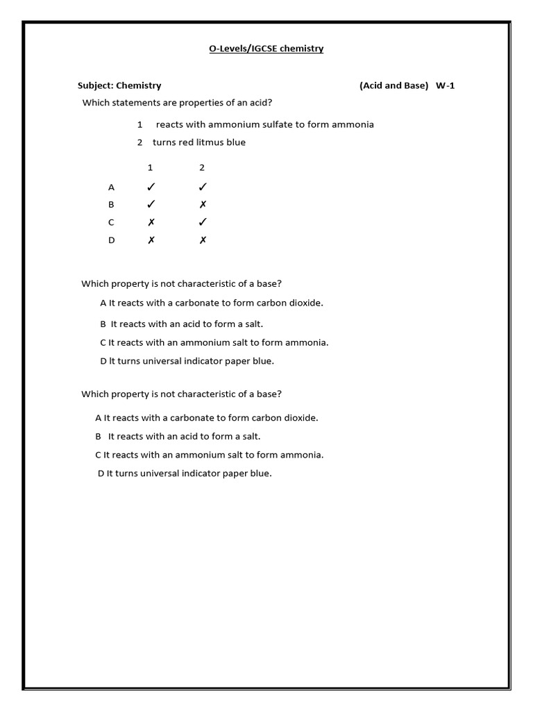 Acid-Base Properties and Reactions | PDF | Acid | Ammonium