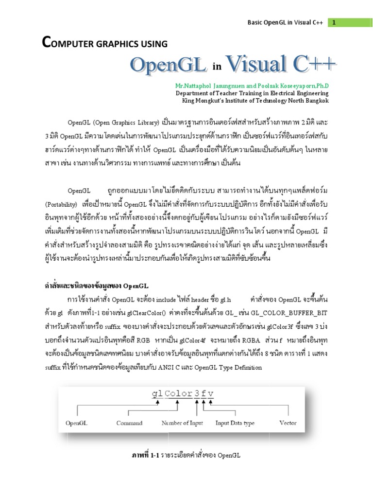 เนื้อหา Computer Graphics Using OpenGL in Visual C++ EP1 Basic OpenGL ...