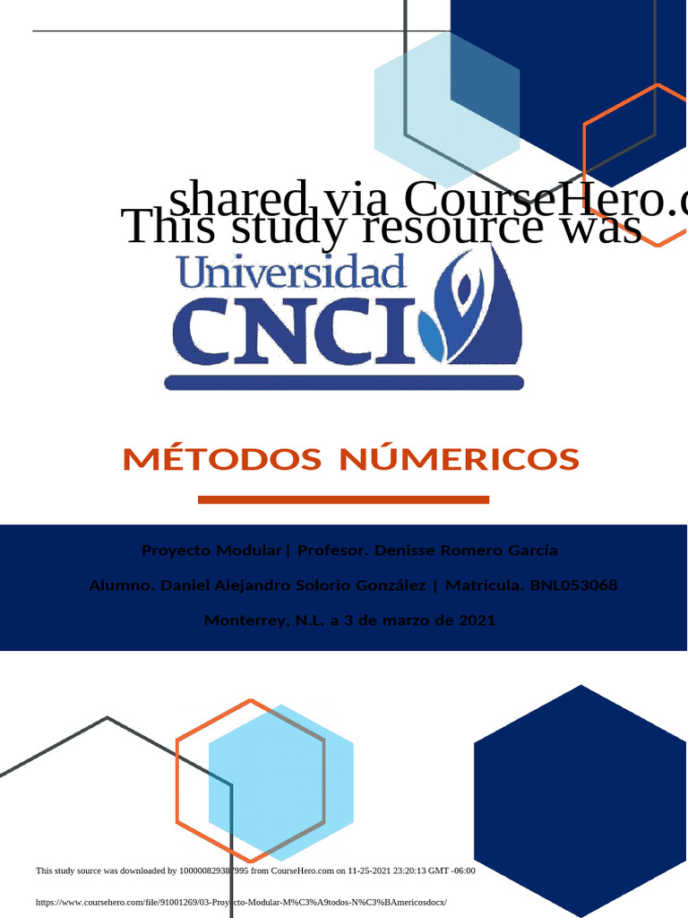 Proyecto Modular M Todos N Mericos | PDF | Análisis numérico | Mínimos ...