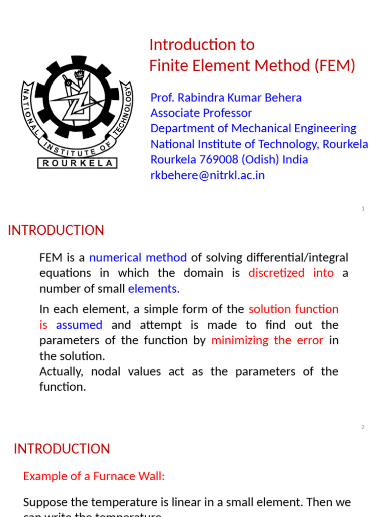 Introduction To Fem | PDF | Finite Element Method | Mathematical Objects