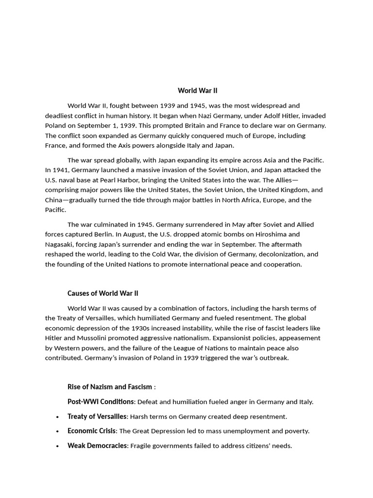 Causes and Events of World War II | PDF | World War II | Nazi Germany