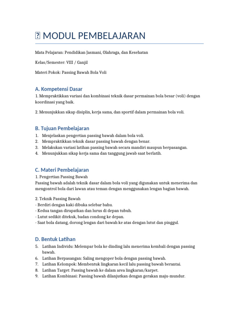 Modul Passing Bawah | PDF