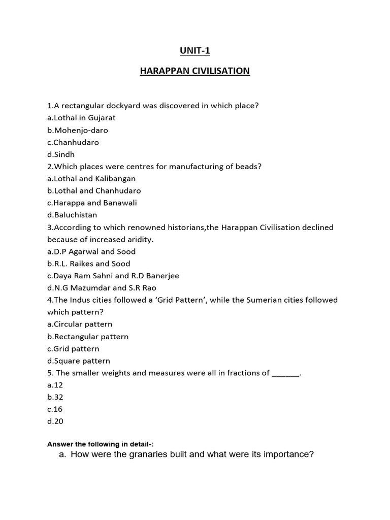 Revision Harappan Civilization | PDF