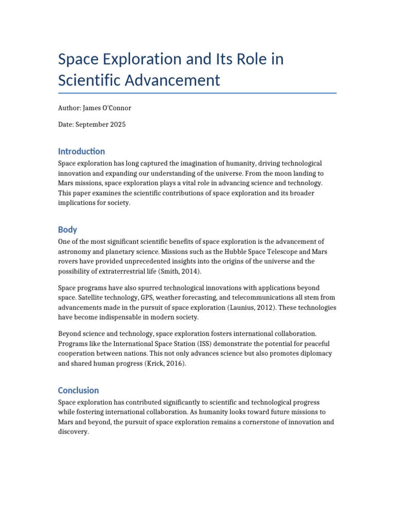 Impact of Space Exploration on Science | PDF
