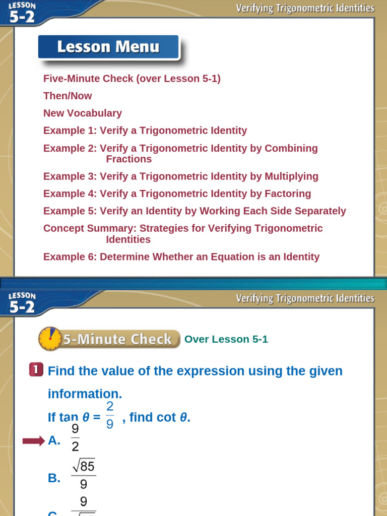 Verifying Trigonometric Identities | PDF | Trigonometric Functions ...