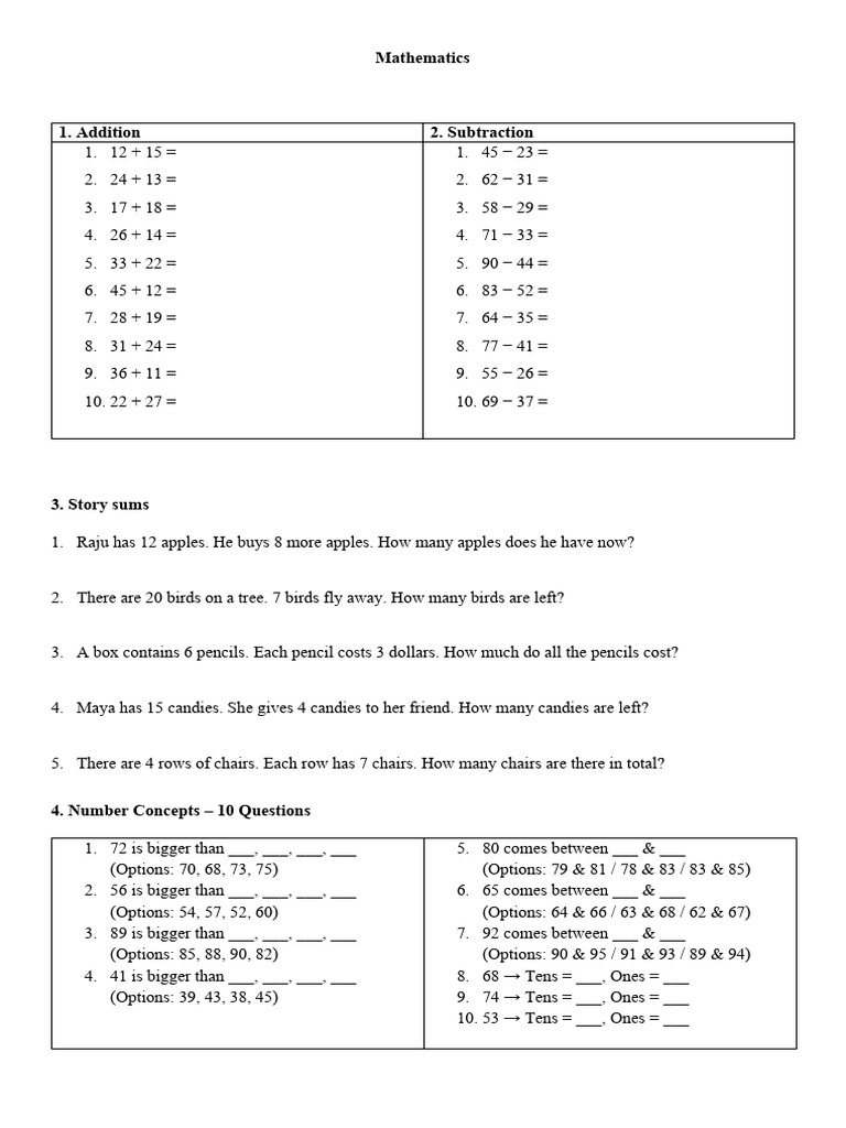 Basic Math Operations and Concepts | PDF