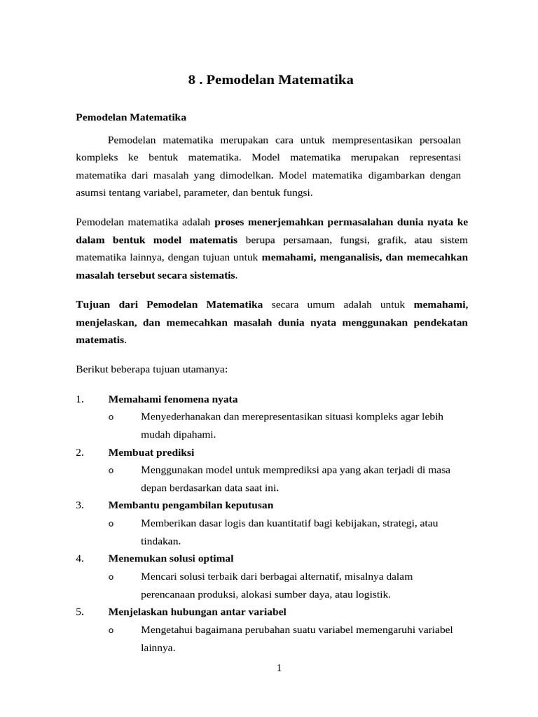 8. Pemodelan Matematika (1) | PDF