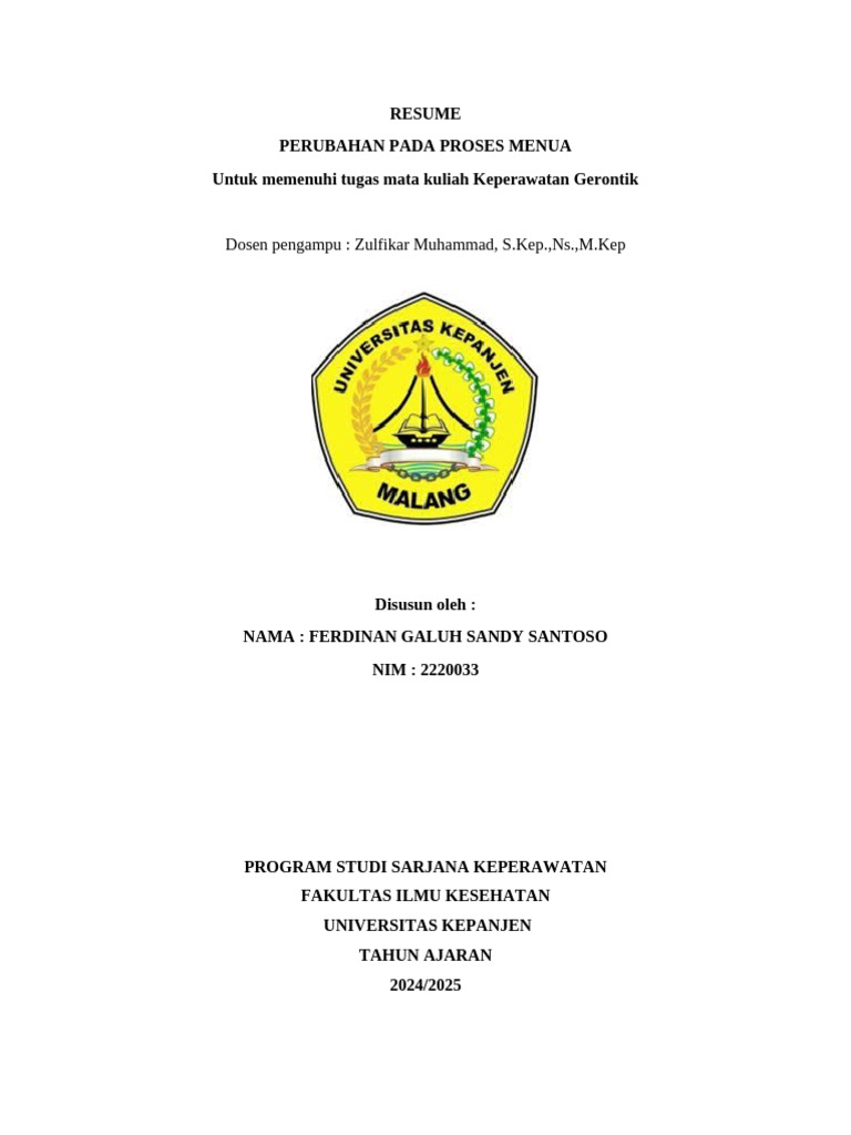 Perubahan Proses Menua dalam Keperawatan | PDF