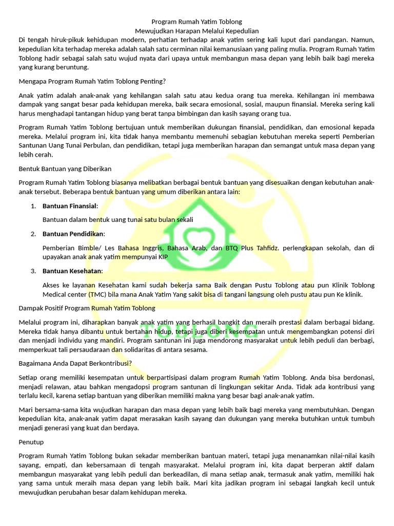 Program Santunan Anak Yatim | PDF